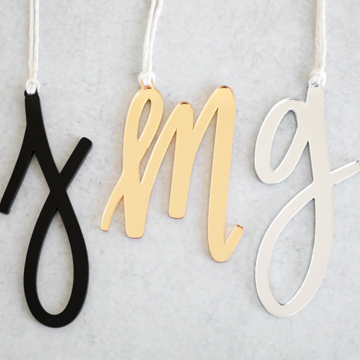 Acrylic Letter + White Twine | Ornament & Stocking Letter – Design Lioness
