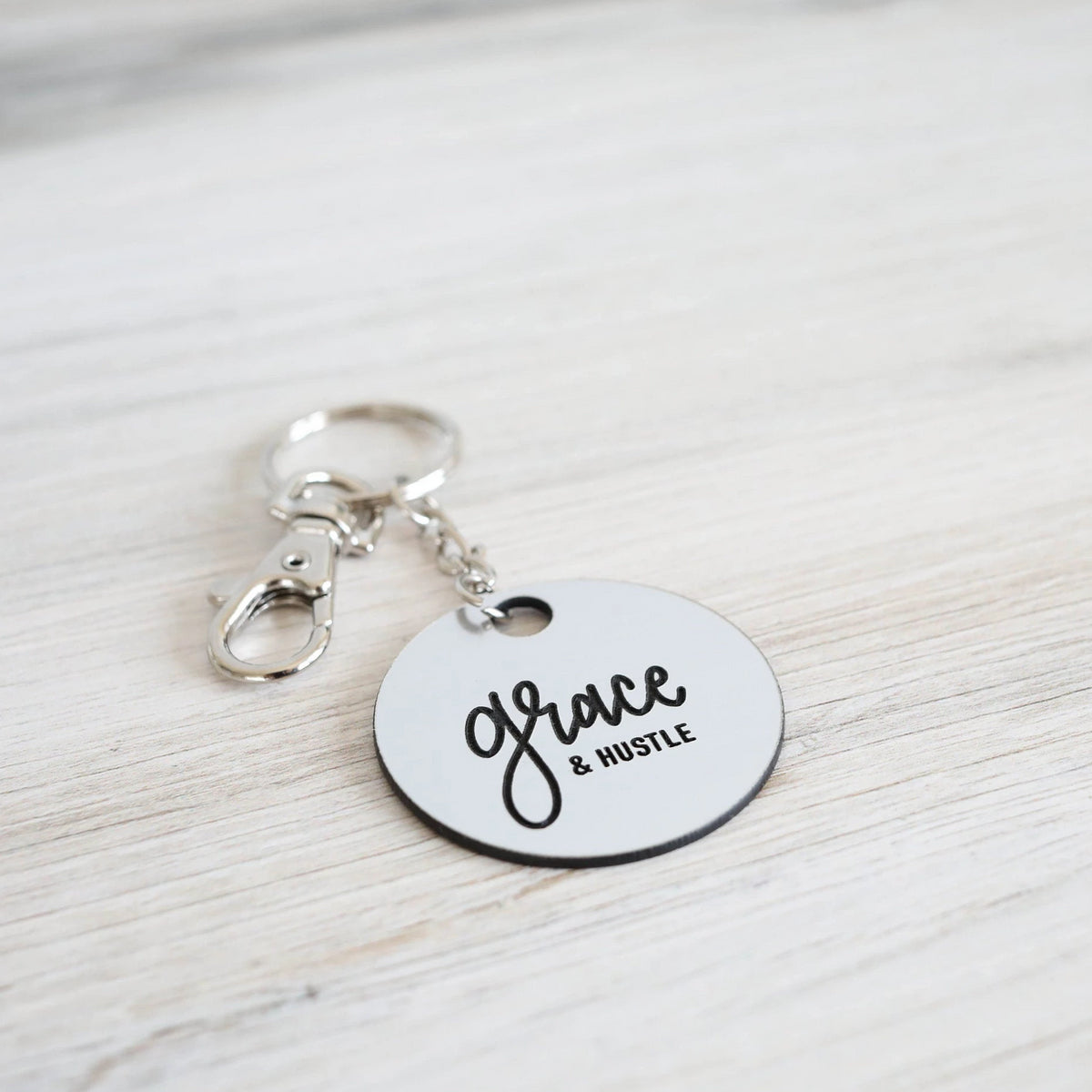 Grace & Hustle Engraved | Keychain – Design Lioness